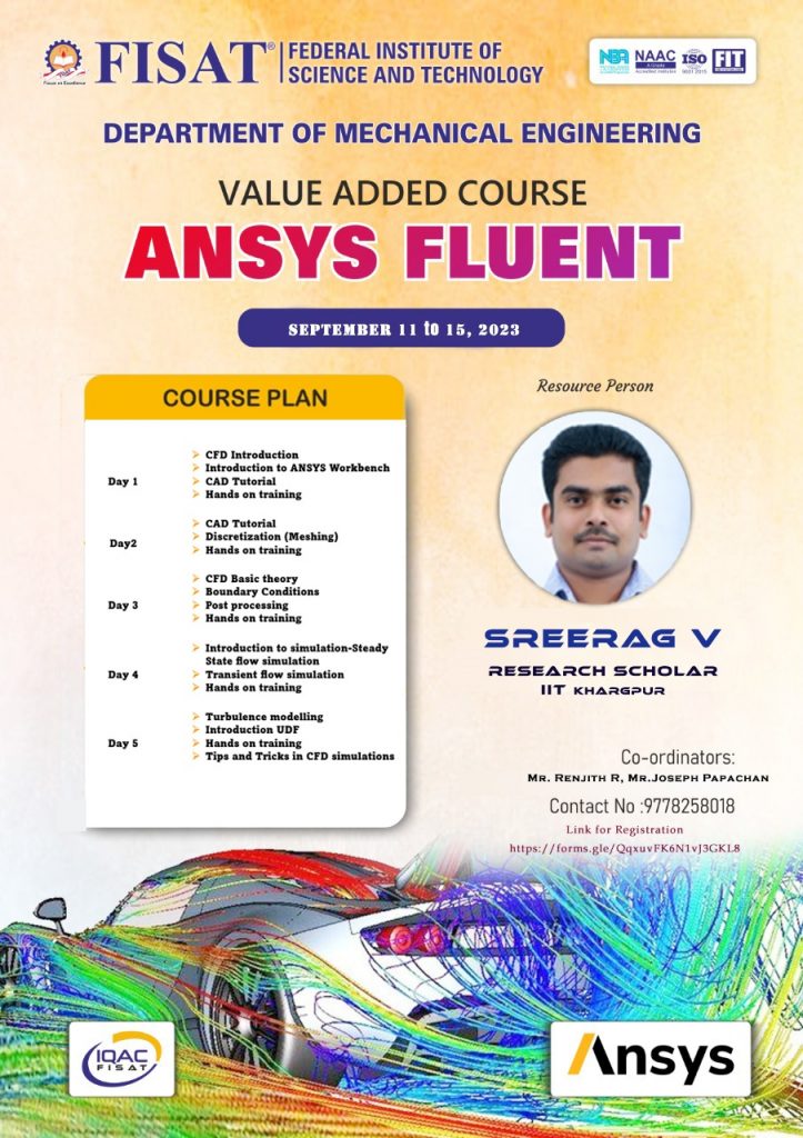 Value Added Course Ansys Fluent | FISAT | Federal Institute of Science ...
