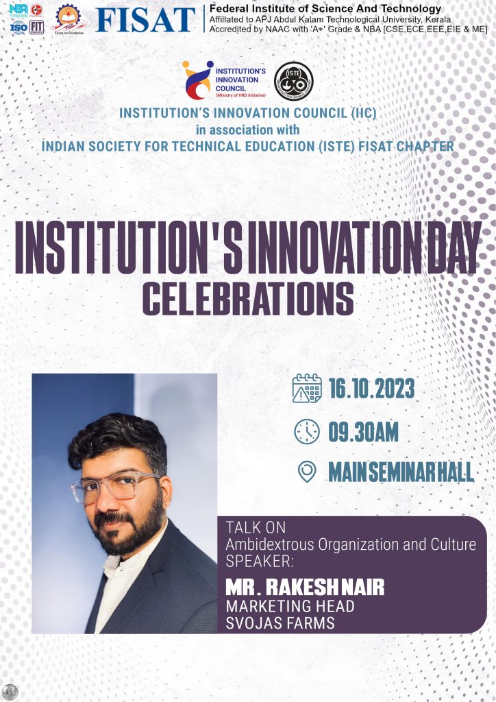 Institution’s Innovation Day Celebrations | FISAT | Federal Institute of Science And Technology